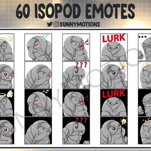 60x Cute Chibi Isopod Twitch Emotes, Roly Poly Pug Emoji, Shrimp ...
