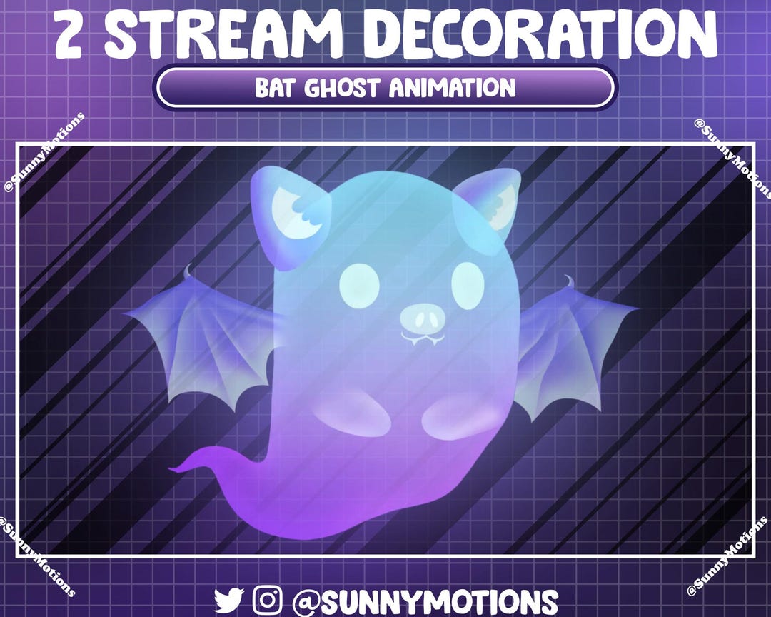 2 Animated Stream Decoration: Purple Blue Boo Boo Bat Ghost Flying ...