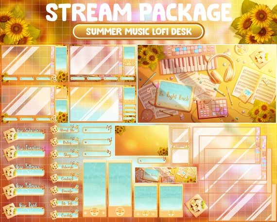 Animated Twitch Stream Package Overlay: Summer Retro Lofi - Etsy