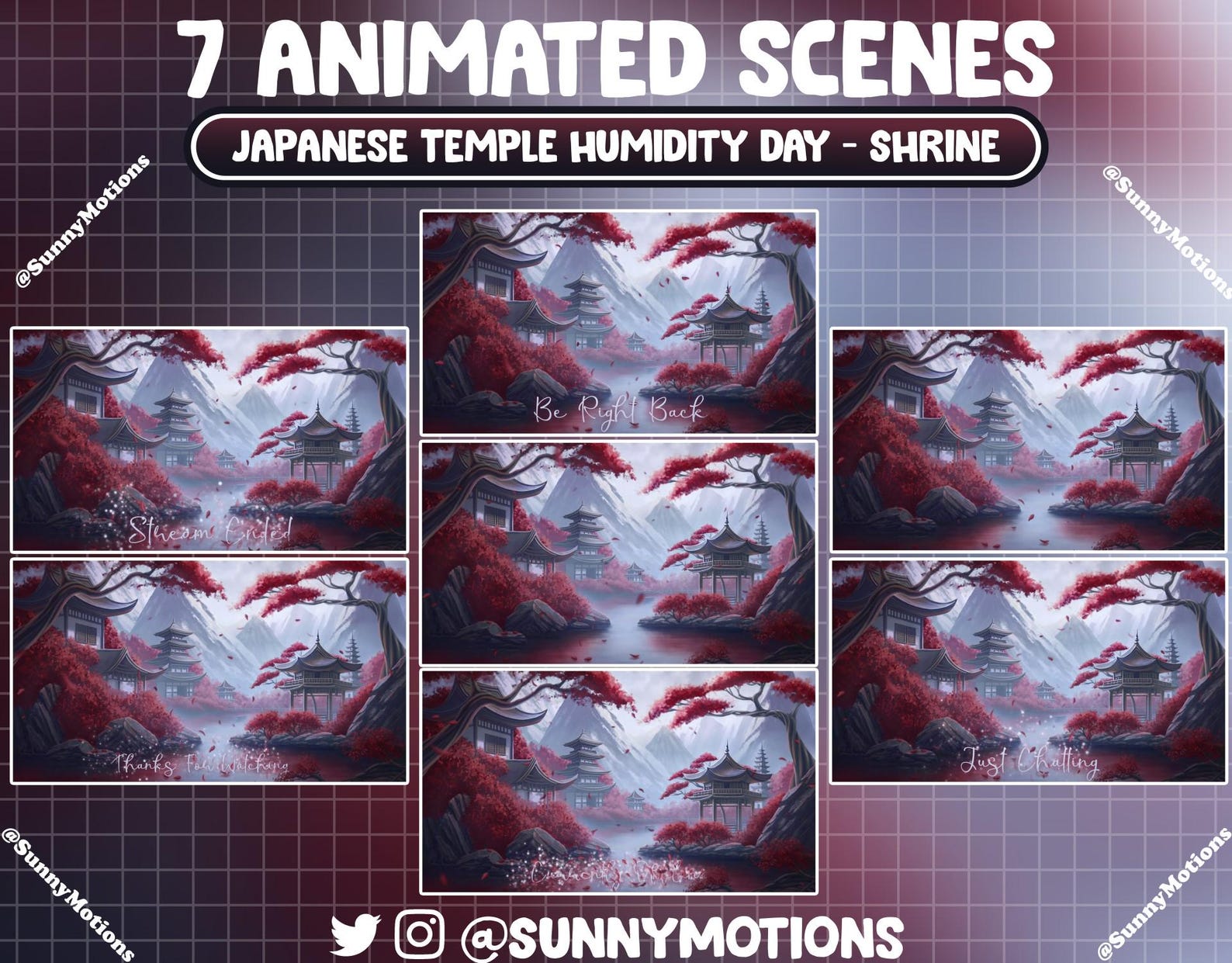 Animated Aesthetic Red Gray Japanese Temple Humidity Day Twitch Screen ...