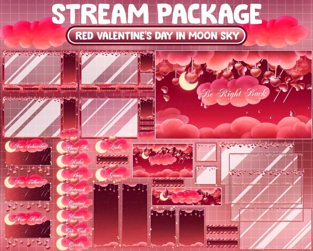 ANIMATED Twitch Overlay Stream Package / Lovely Cloudy in Moon Sky ...