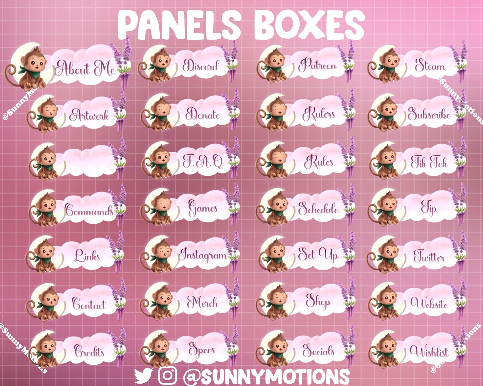 ANIMATED Stream Package: Pink Gaming Room Twitch Overlay Monkey House ...