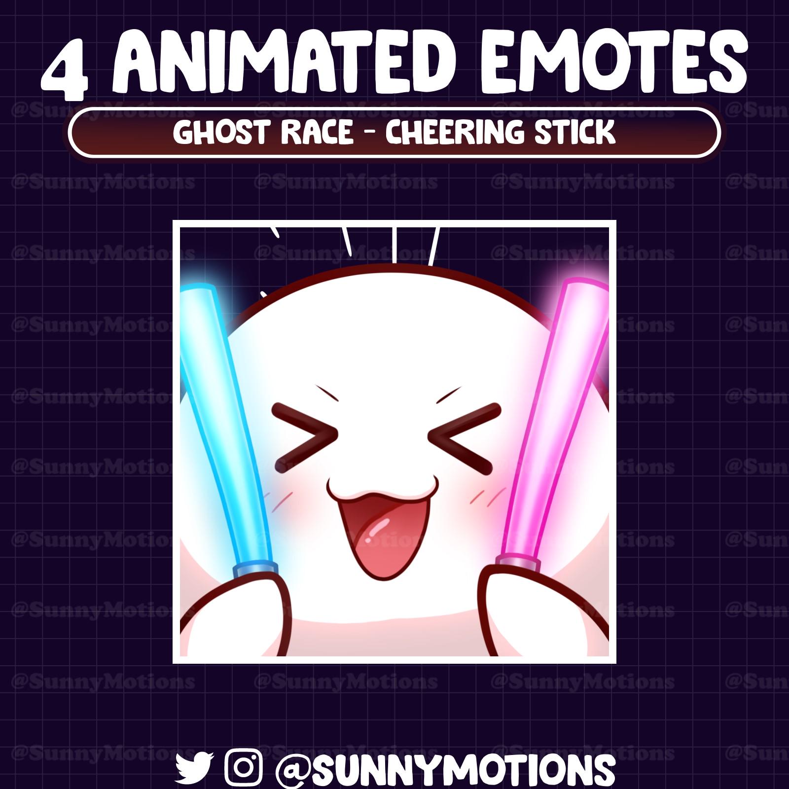 Animated Twitch Emotes: Cute Ghost Rave With Light Stick, Confetti ...
