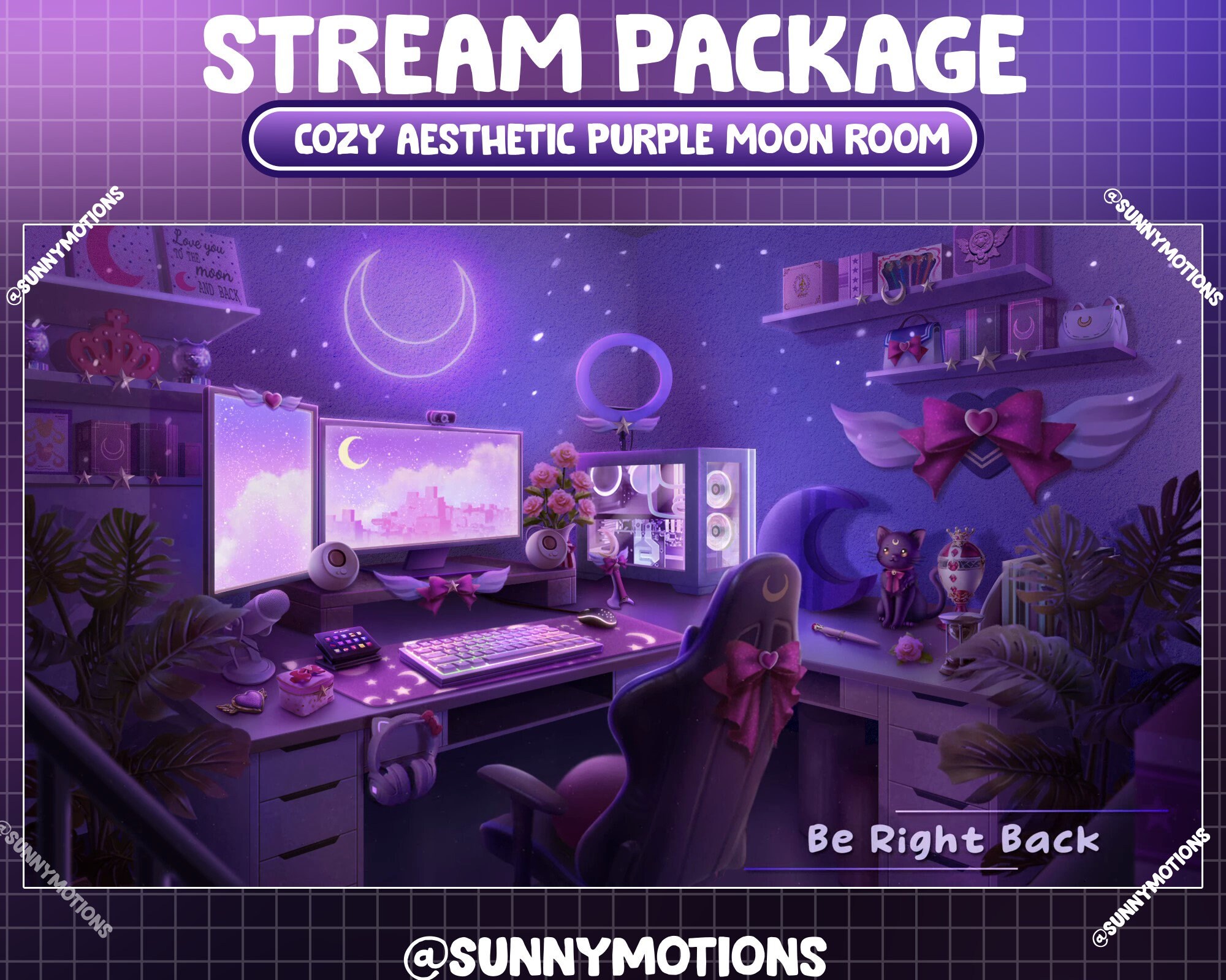 ANIMATED Twitch Overlay Stream Package: Lo-fi Vibe Aesthetic Plant Room ...