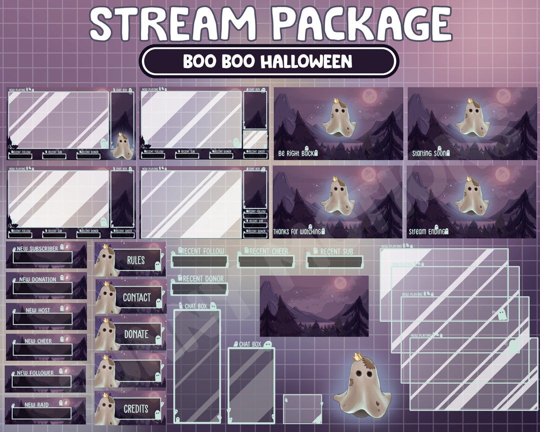 FULL ANIMATED Boo Boo Ghost in Night Forest Twitch Stream Package ...