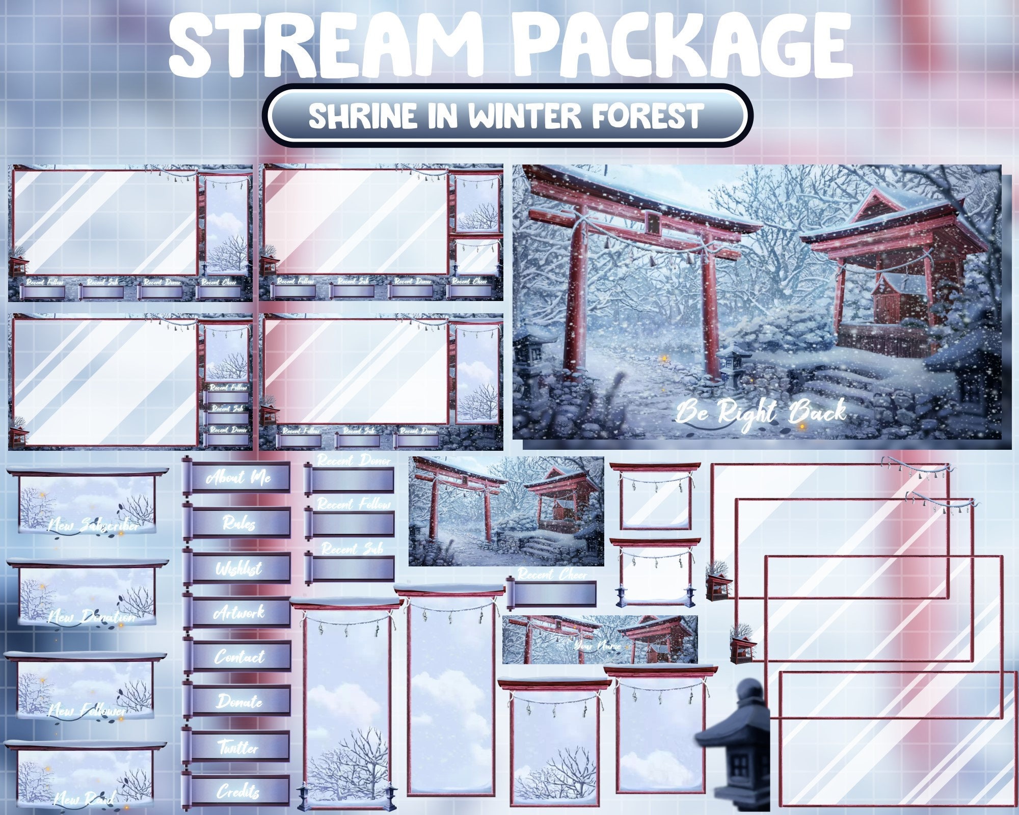 Animated Twitch Stream Package Overlay / Aesthetic Shrine Japanese ...