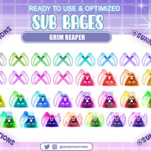31 Colorful Neon Cyberpunk Grim Reaper Twitch Sub Badges, Rainbow Dark ...