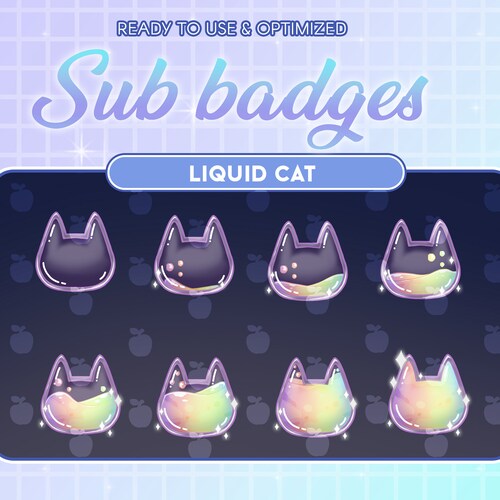 Pink Liquid Cat Bottle Twitch Sub Bit Badges / Kawaii Magic - Etsy