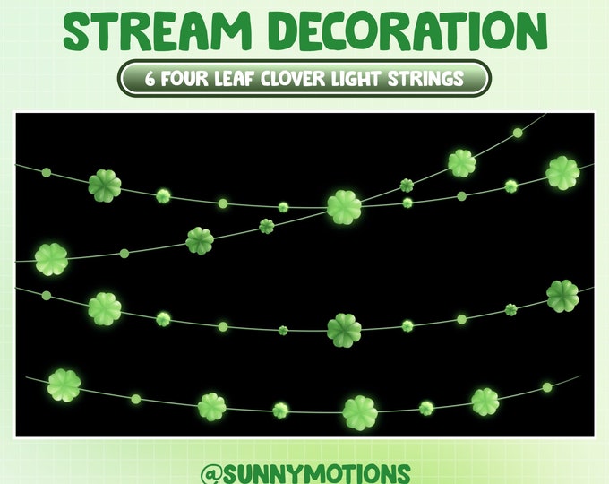 Animated Twitch Stream Decoration: Green Four Leaf Clover Lights String ...
