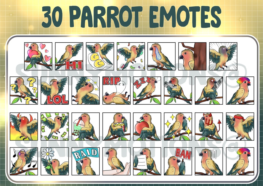 30x Kawaii Green Orange Parrot Twitch Discord Emotes / Forest Bird ...