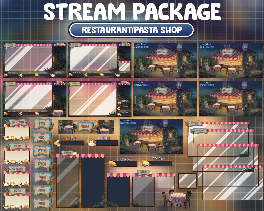 FULL ANIMATED Twitch Stream Package Overlay: Italian Restaurant ...