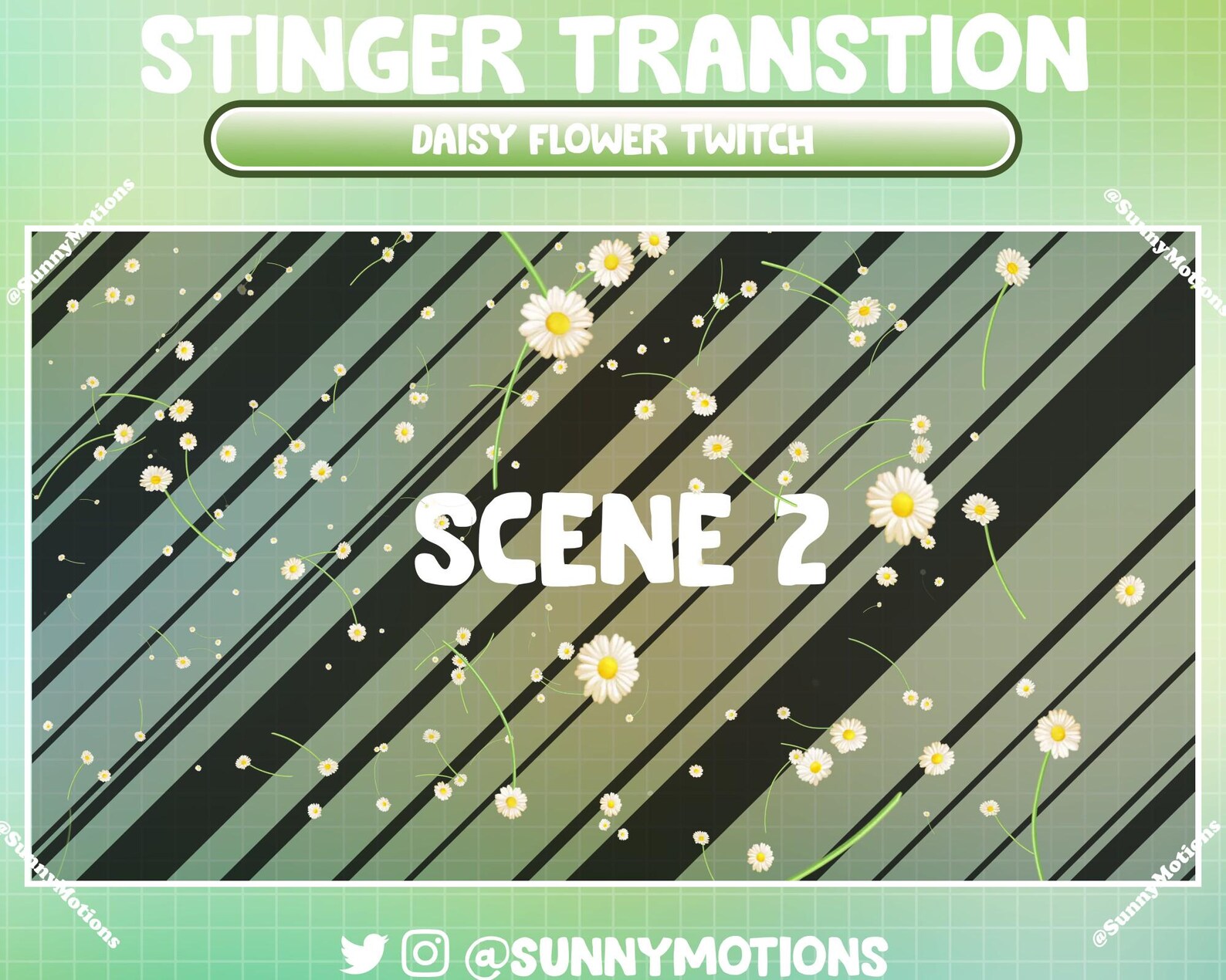 Animated Stream Stinger Transition: Cute Kawaii Blowing White Daisy ...