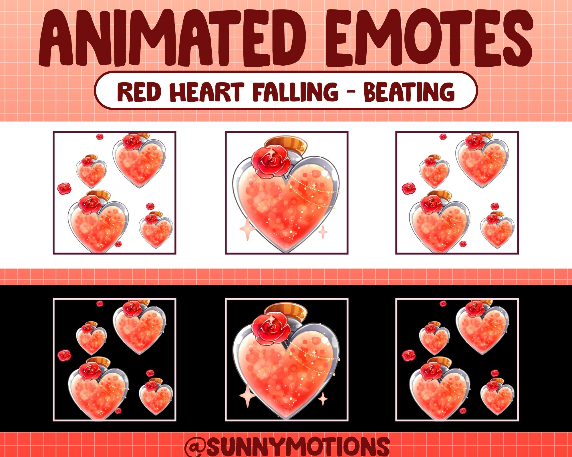 Animated Twitch Emotes / Pastel Red Flying Hearts / Falling - Etsy