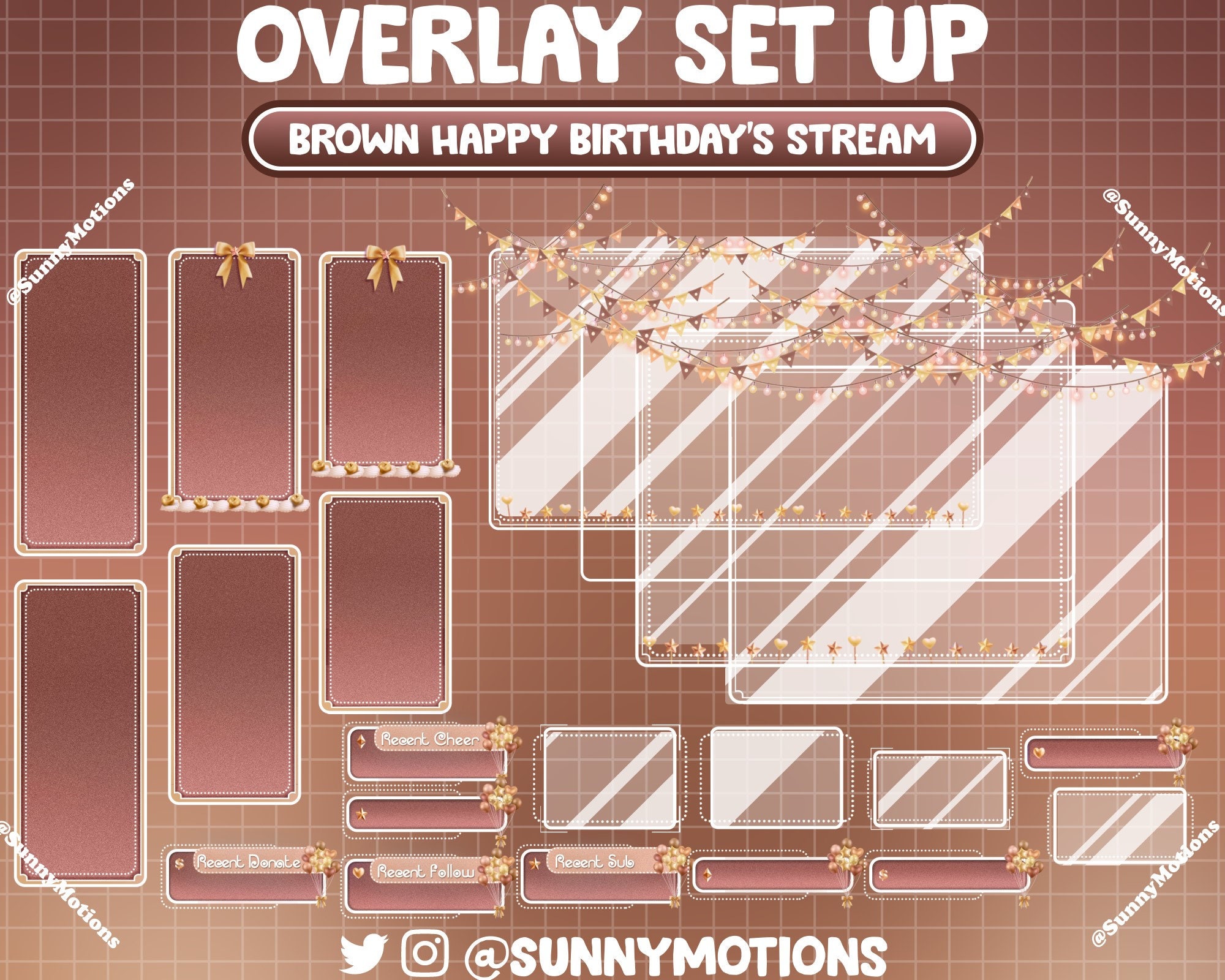 ANIMATED Stream Package: Pastel Brown Cozy Happy Birthday's Stream Room ...