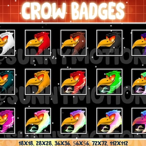 15 Crow Twitch Loyalty Sub Bit Badges / Kawaii Animal Emoji / Cool ...