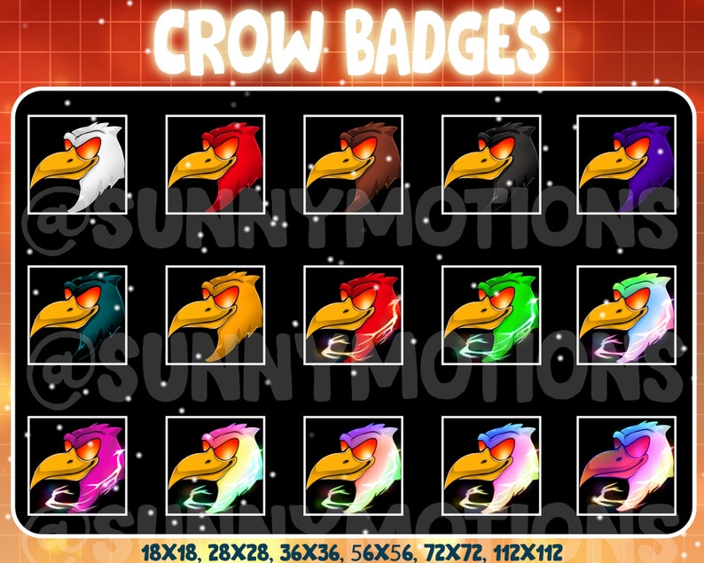 15 Crow Twitch Loyalty Sub Bit Badges / Kawaii Animal Emoji / Cool ...