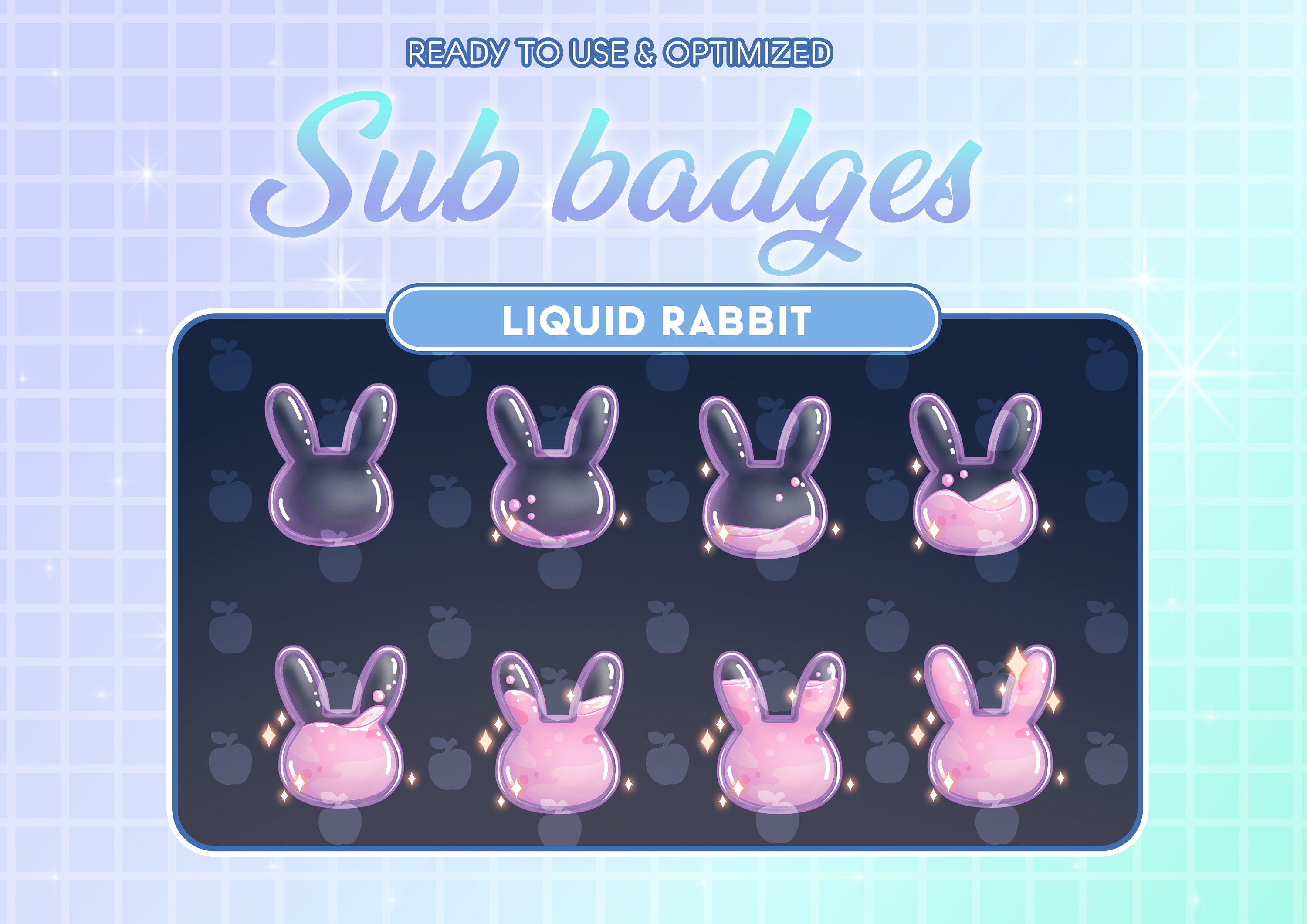Pink Liquid Rabbit Bottle Twitch Sub Bit Badges / Kawaii Magic - Etsy