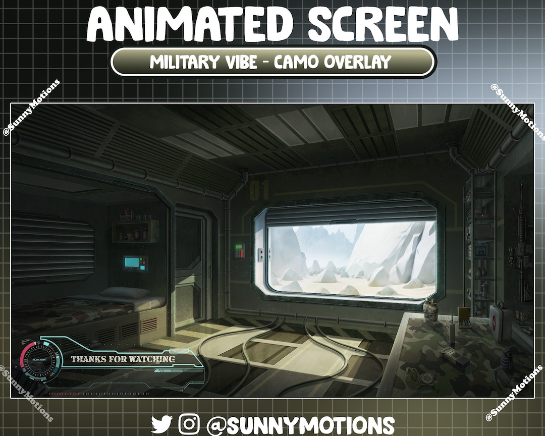 6x ANIMATED Stream Screen: Military Room Vibe, Green Camo Twitch ...