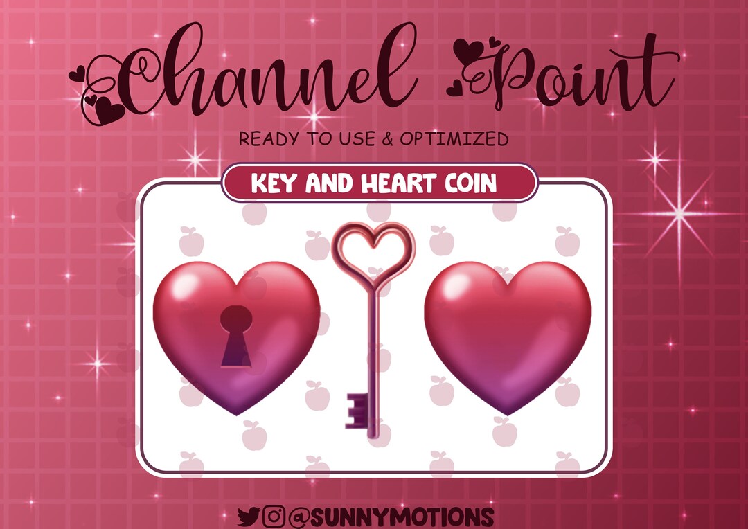 3 Pink Love Key and Heart Channel Point Redeem for Twitch, Sweet Love ...