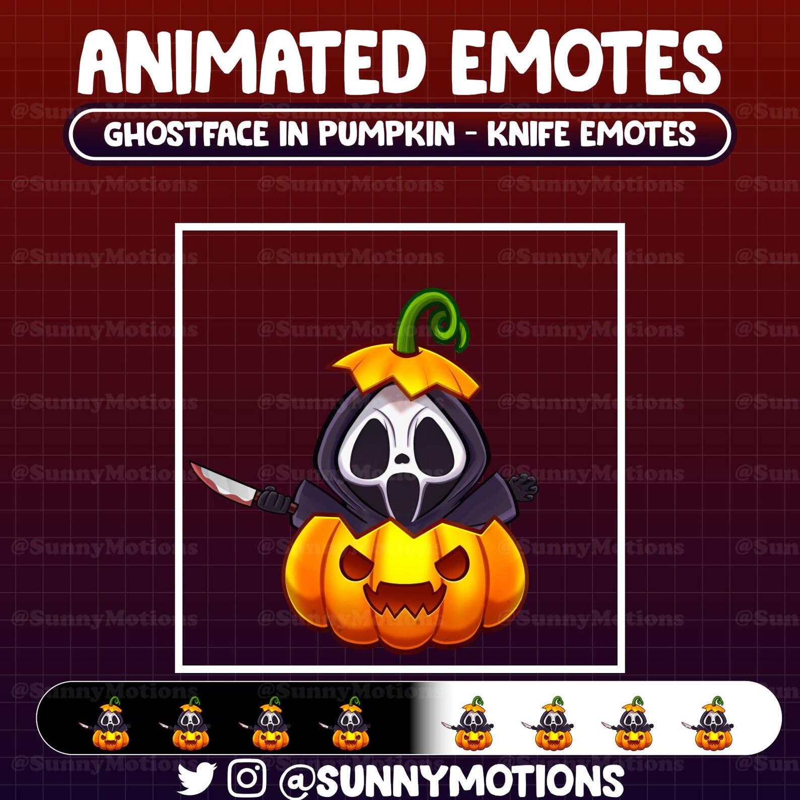 Animated Twitch Emotes: Scary Ghostie Face in Pumpkin, Kawaii Ghostface ...