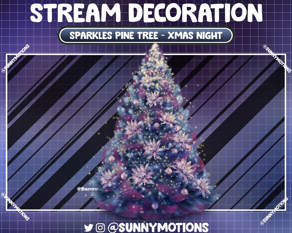 Animated Stream Decoration: Sparkling Blue Purple Christmas Tree, Xmas ...