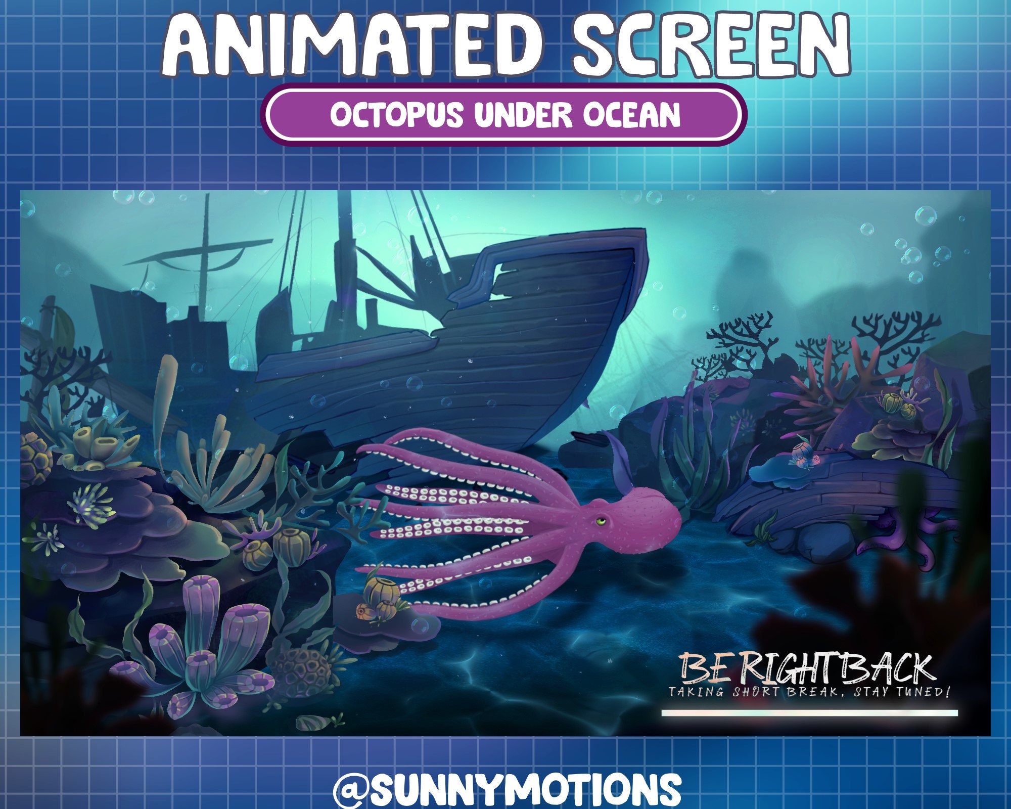 FULL ANIMATED Octopus Twitch Stream Package / Under Ocean Art With ...