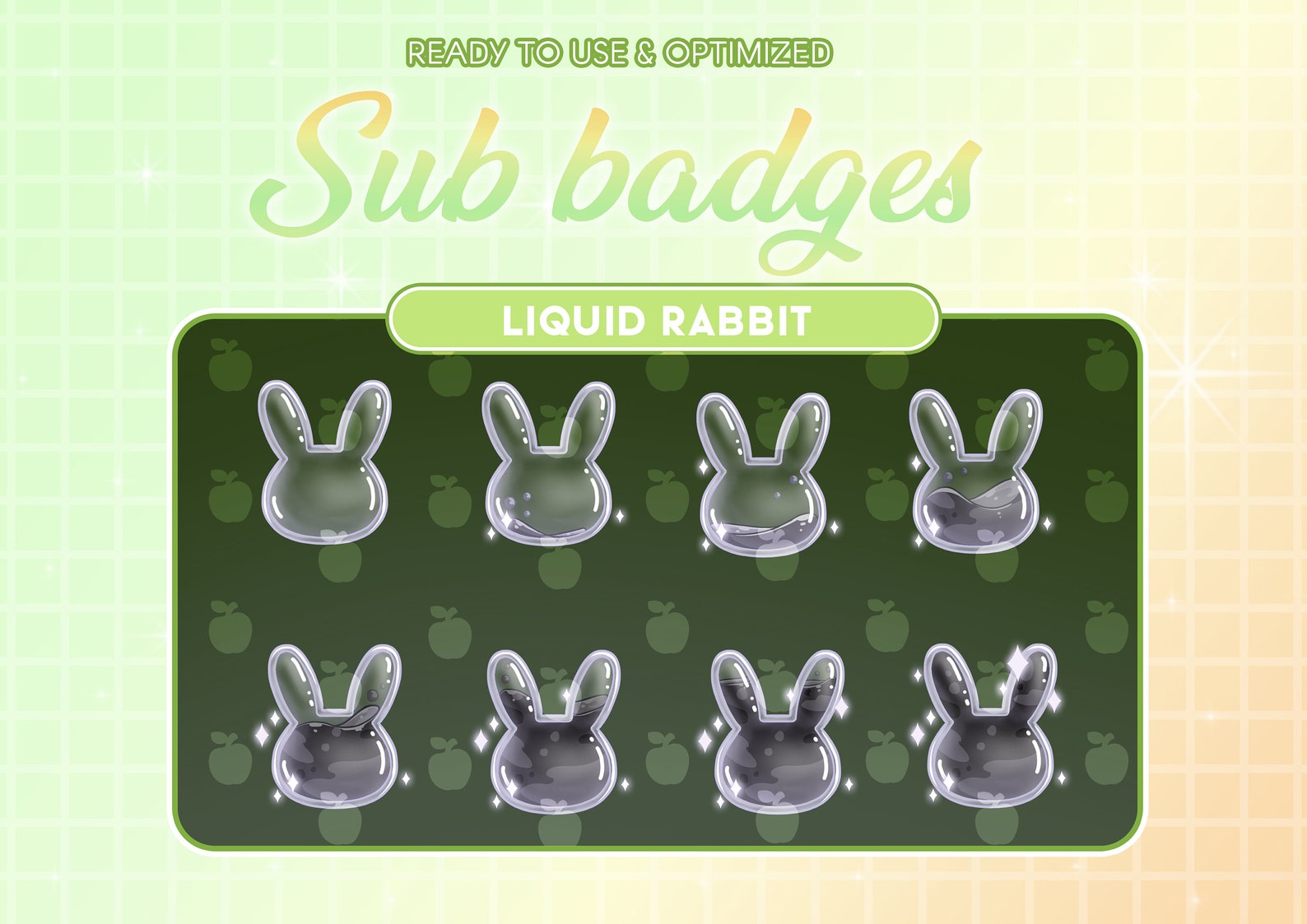 8 Black Liquid Rabbit Bottle Twitch Sub Bit Badges / Kawaii Magic Star ...
