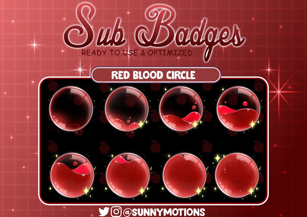 8 Blooming Red Blood Magical Ball Sub Bit Badges, Crystal Stream ...