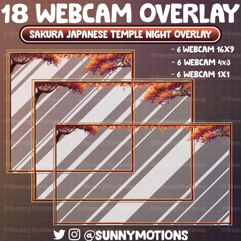 18 Animated Aesthetic Orange Japanese Temple Night Webcam Overlay ...