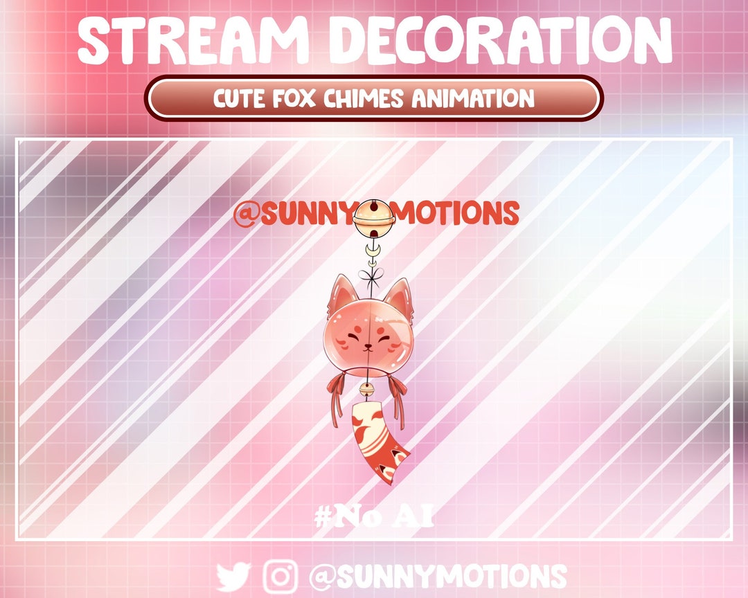Animated Twitch Stream Decoration Animal: Kawaii Cozy Fox Wind Chime ...