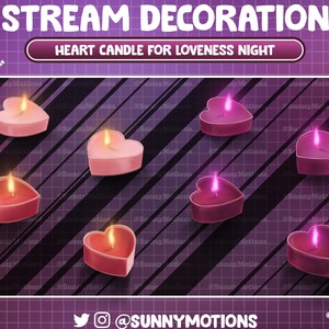 16 Animated Stream Decoration: Aesthetic Red Pink Heart Candle Mold ...