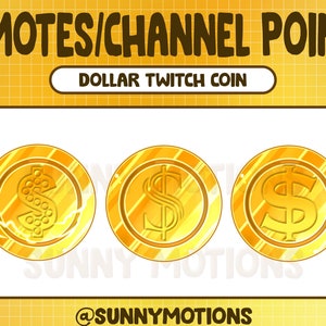 Twitch Gold Dollar Coin Emotes / Channel Points / Kawaii / Money Coin ...