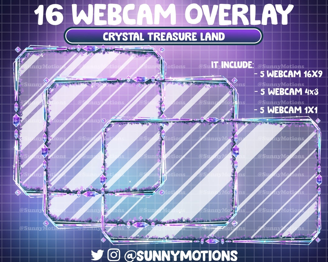 16 Animated Crystal Skull Cave Webcam Twitch Overlay, Purple Blue ...