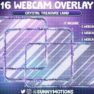 16 Animated Crystal Skull Cave Webcam Twitch Overlay, Purple Blue ...