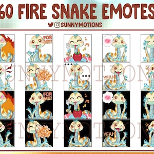 60x Cute Blue Fire Snake Twitch Emotes Bundle, Discord, OBS, Streamer ...