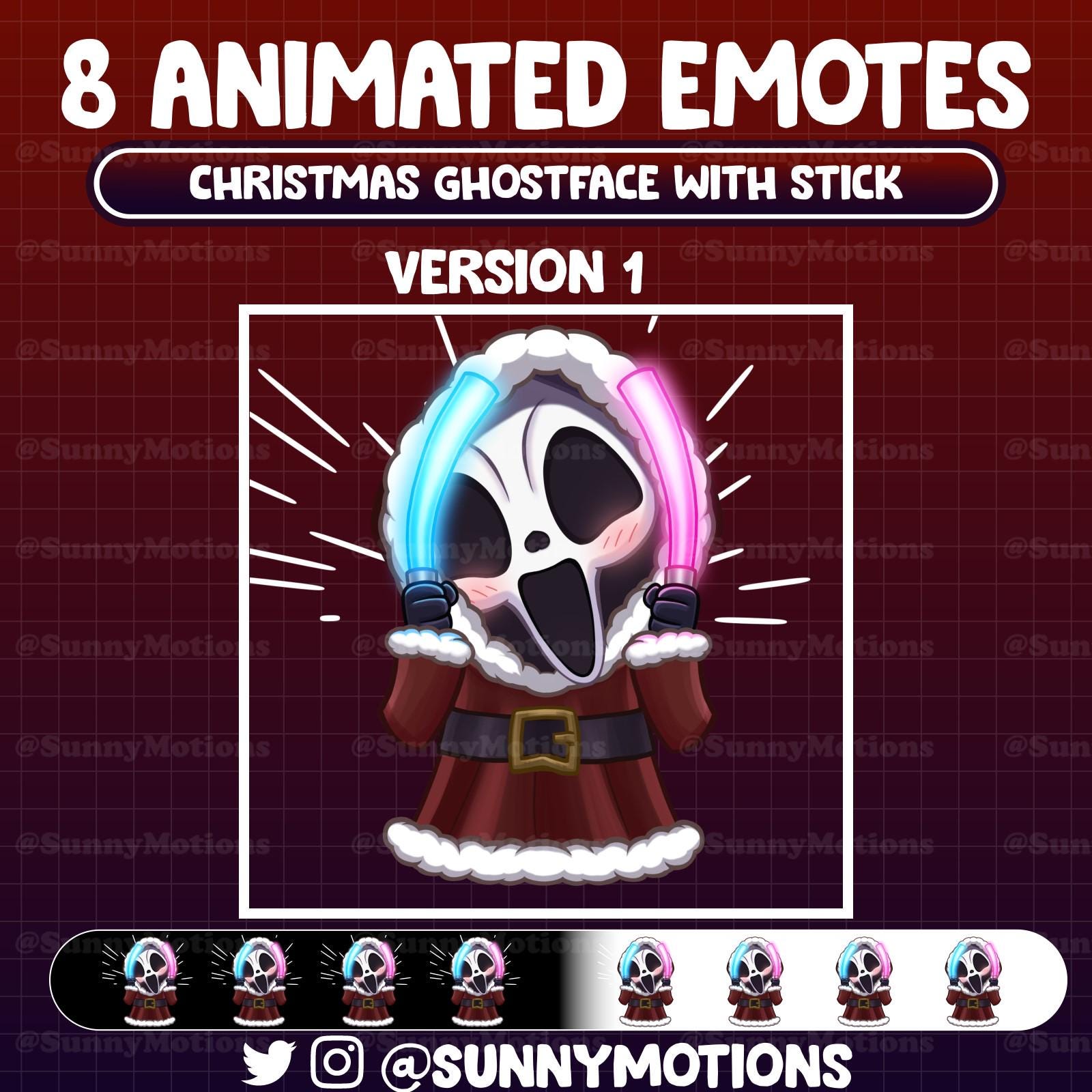 Animated Twitch Emotes: Scary Ghostie Face Light Stick, Kawaii ...
