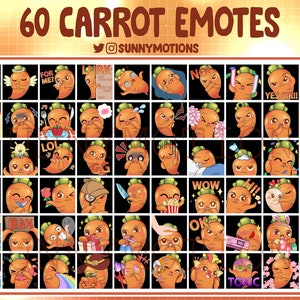 60 Cute Carrot Twitch Emotes, Discord Streamer, Kawai Yummy Root ...