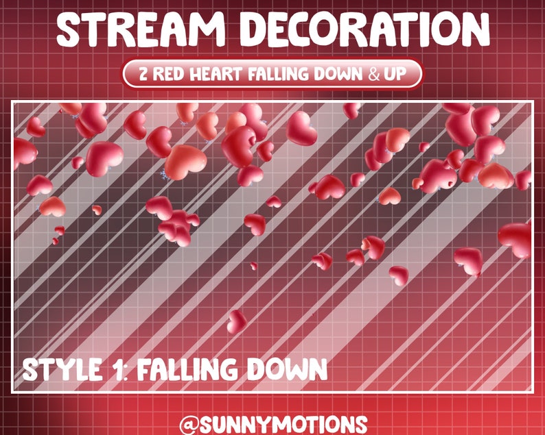 Animated Stream Decoration: Red Heart Falling Up Down / Cozy - Etsy