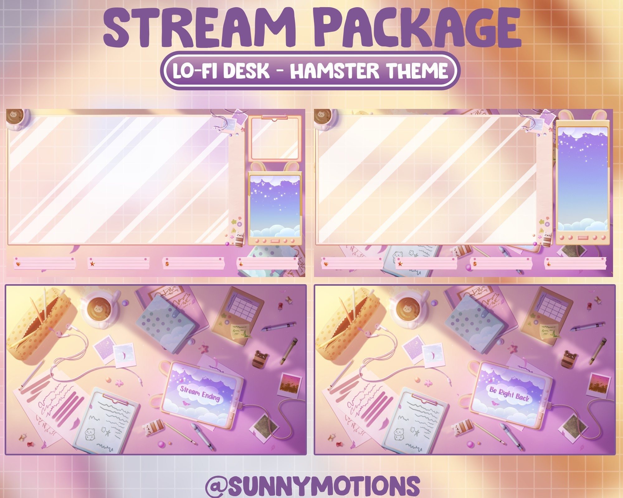 Animated Twitch Overlay Stream Package / Clean Retro Lo-fi - Etsy