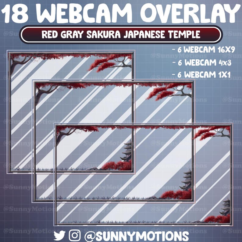 18 Animated Aesthetic Red Gray Japanese Temple Night Webcam Overlay ...