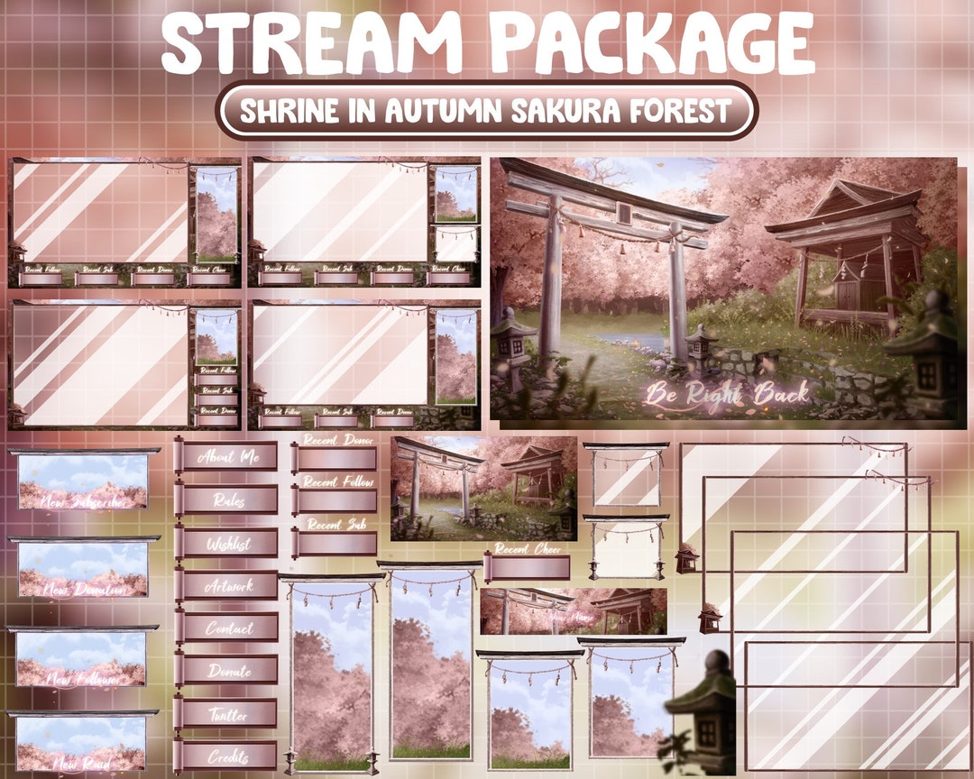 Animated Twitch Stream Package Overlay / Shrine Temple Day / Aesthetic ...