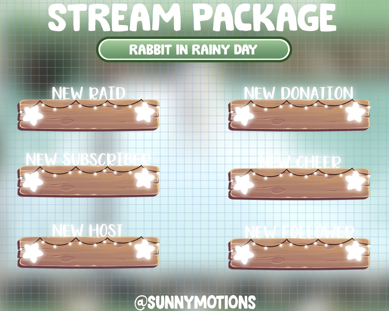 FULL ANIMATED Twitch Stream Package / Cute Dark Dreamy Rabbit in Warm ...