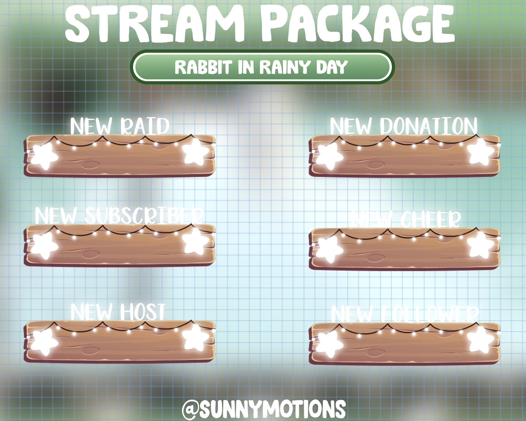 FULL ANIMATED Twitch Stream Package / Cute Dark Dreamy Rabbit - Etsy