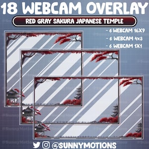 18 Animated Aesthetic Red Gray Japanese Temple Night Webcam Overlay ...
