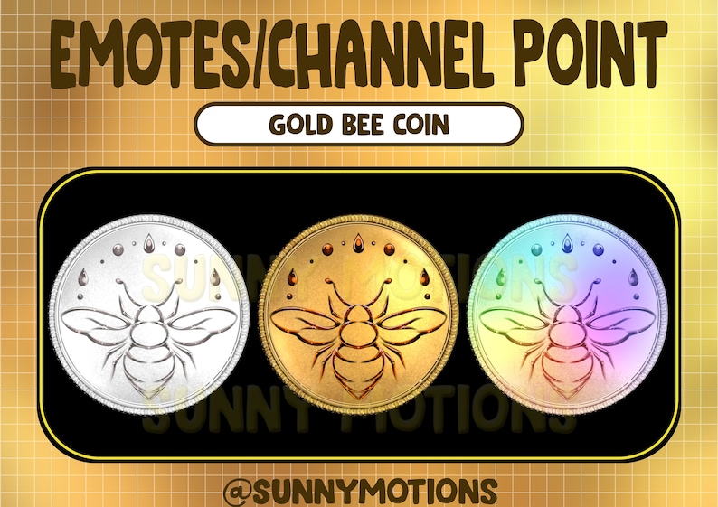 Gold Cute Honey Bee Coin Twitch Emotes / Cool Channel Points / - Etsy