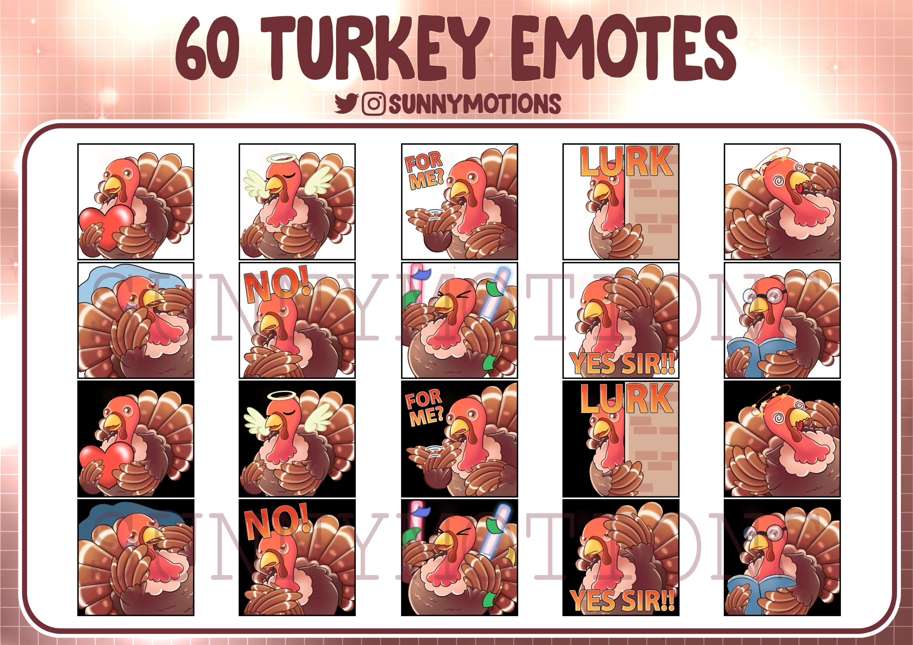 60 Cute Turkey Twitch Emotes, Discord Streamer, Wild Large Bird Emoji ...
