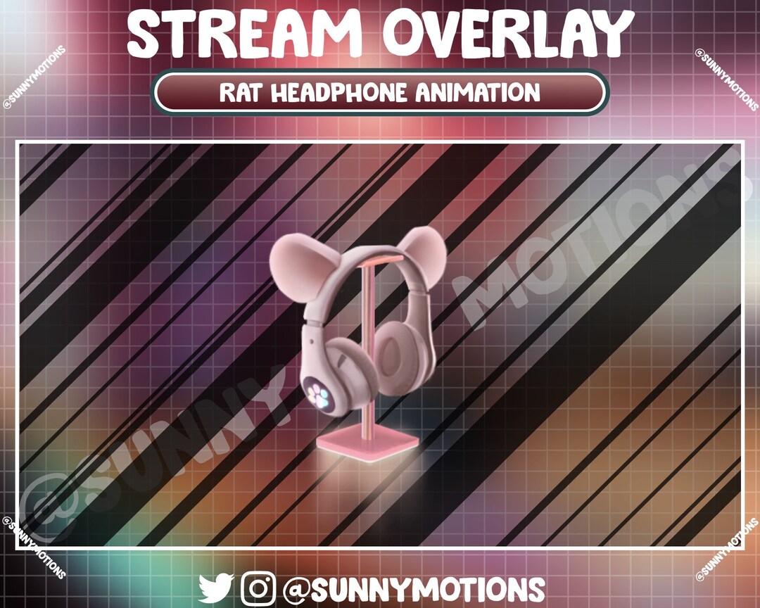 2 Animated Stream Decoration Animal: Kawaii Cozy Gray Rat's Ear ...
