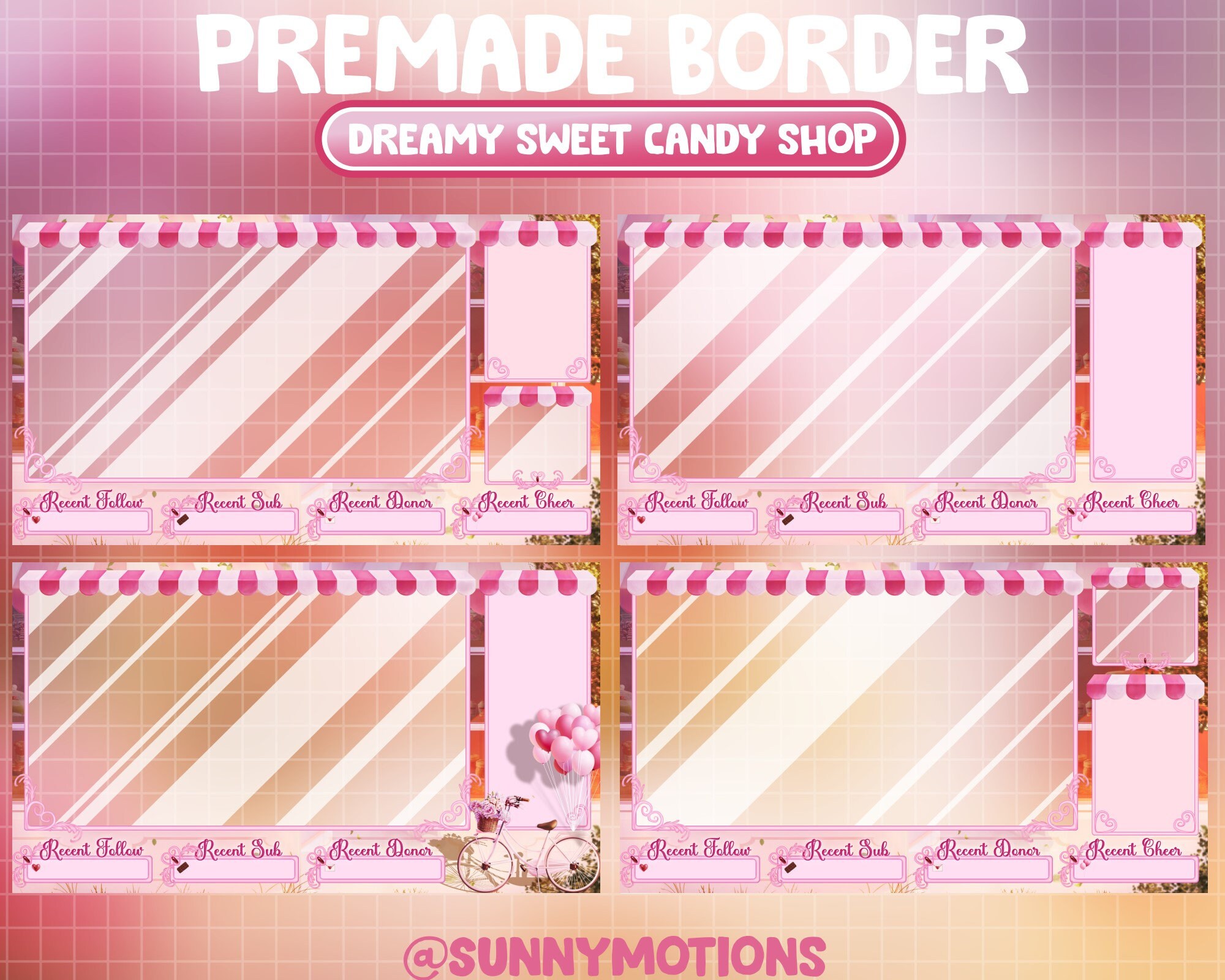 FULL ANIMATED Twitch Stream Package / Pink Dreamy Sweet Candy Shop ...
