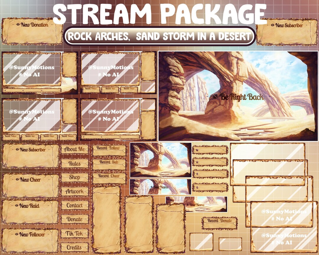 ANIMATED Stream Package: Aesthetic Sand Storm in Desert Oasis Landscape ...
