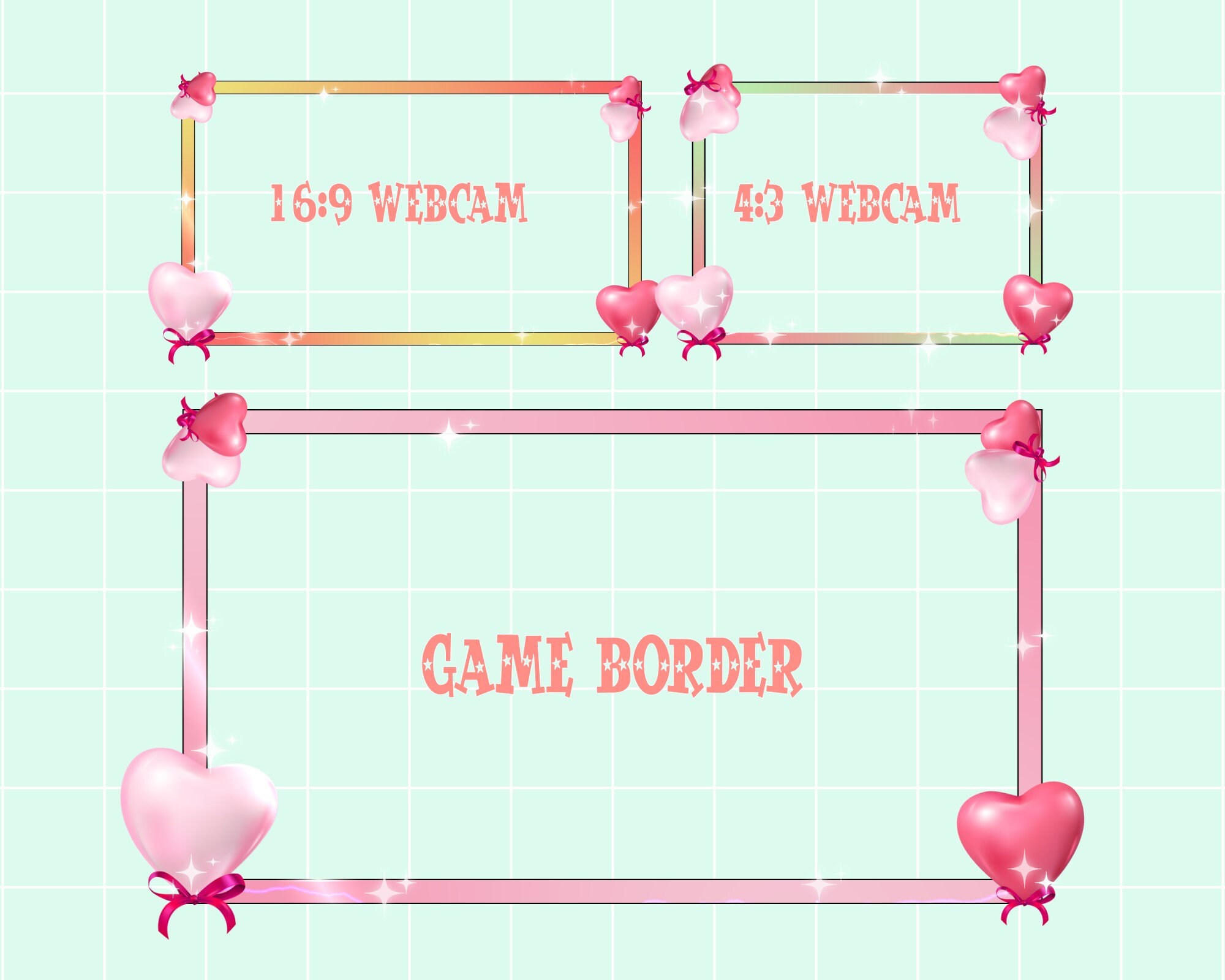 ANIMATED Pink Red Hearts Balloons Camera Border Twitch and - Etsy